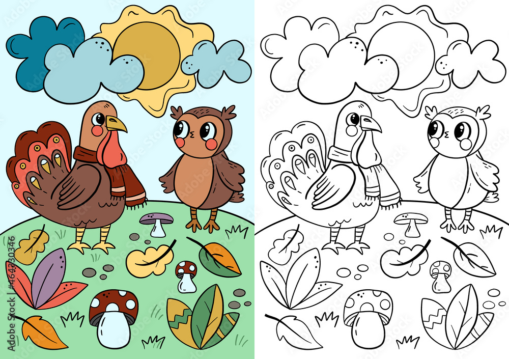 Thanksgiving day coloring page for kids. Coloring pages and colorful ...
