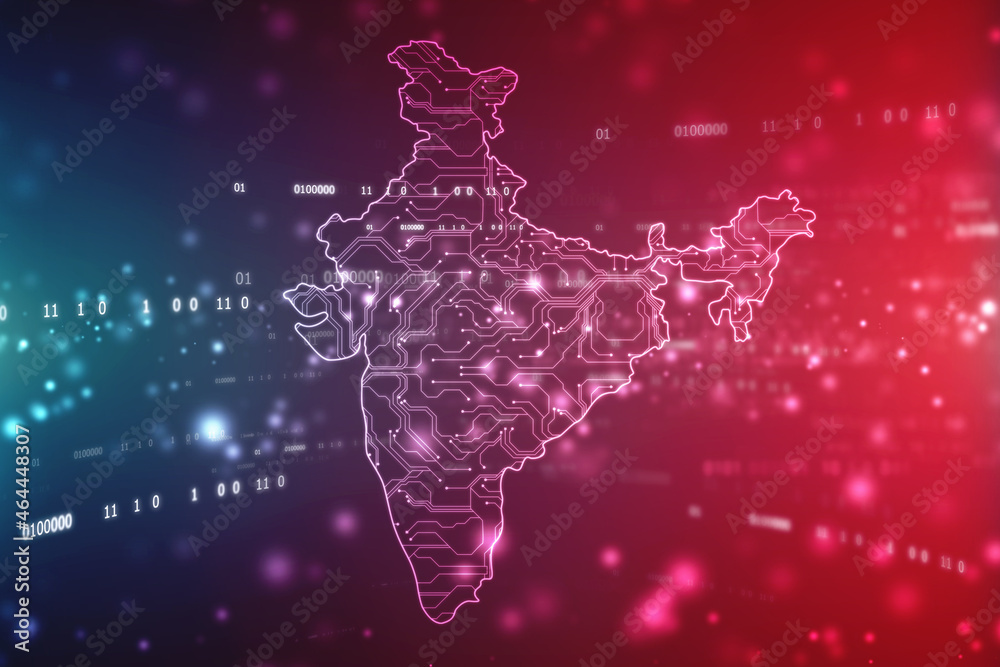 Digital India Concept, India Map with circuit lines on technology ...