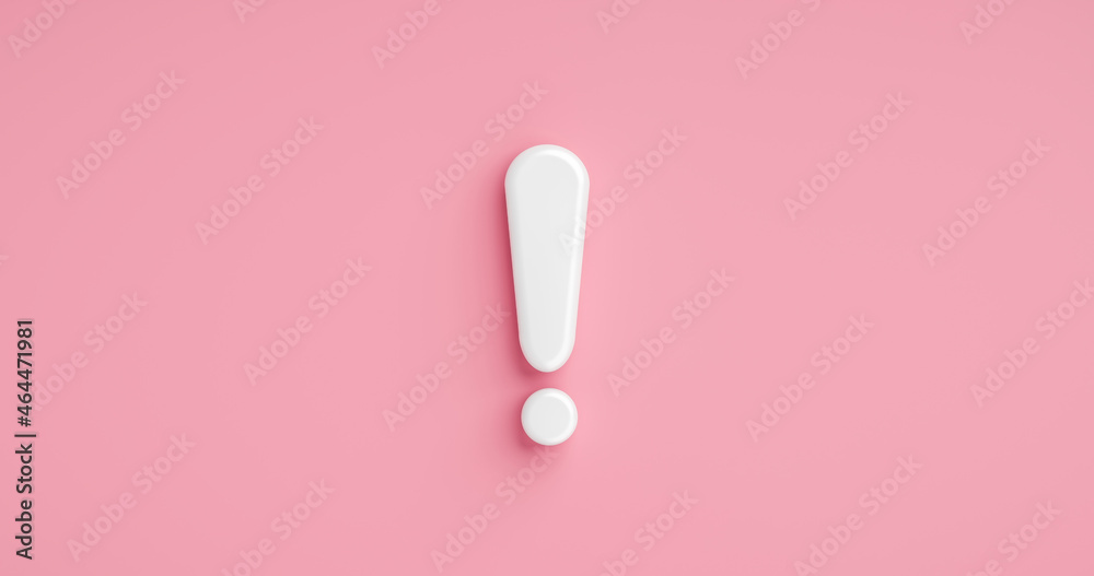 Pink warning sign attention message icon or white exclamation mark for ...