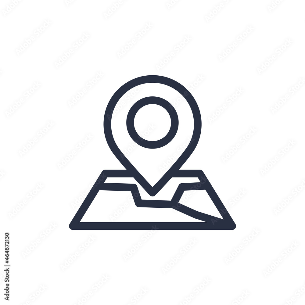 Navigation, Location and Map Line Vector Icon. Map with a Pin, Route ...