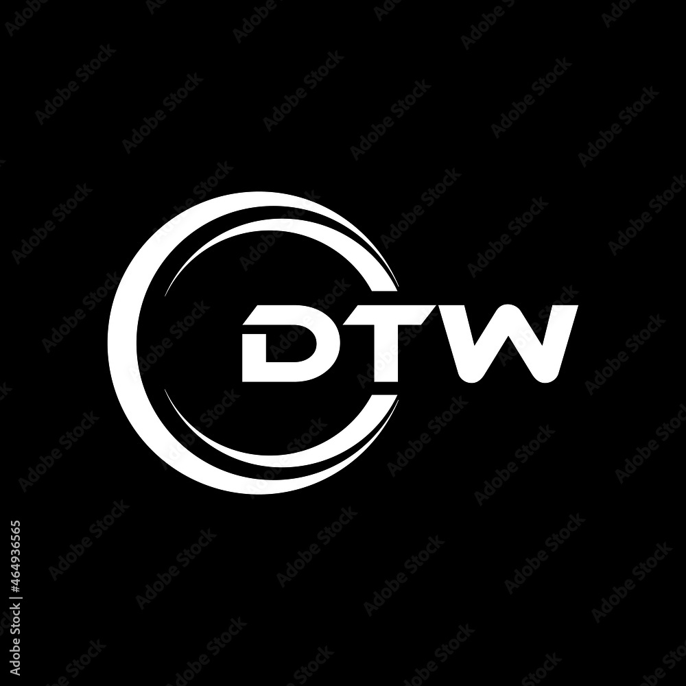 DTW letter logo design with black background in illustrator, vector ...