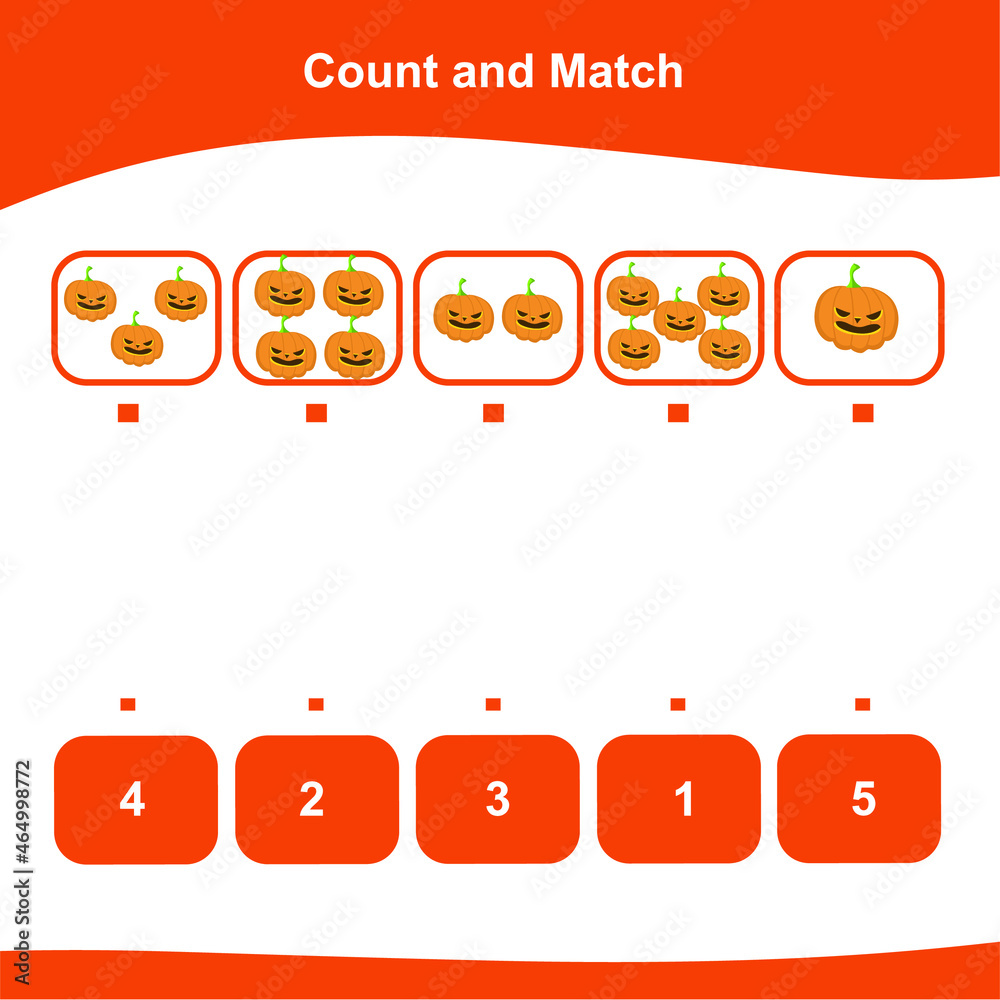 Counting and matching game for Preschool Children. Cute math worksheet ...
