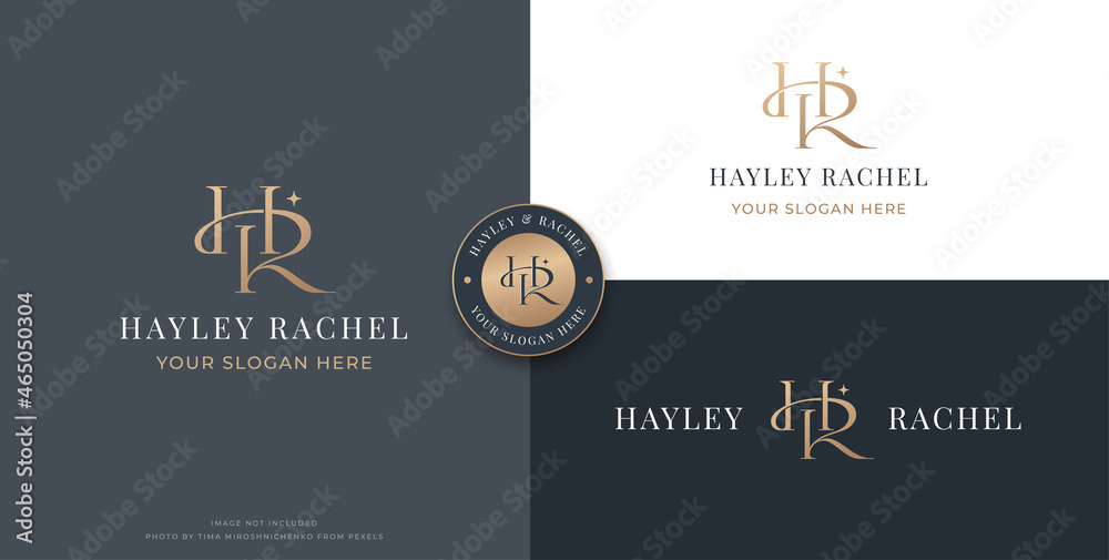 letter h r monogram serif logo design Stock Vector | Adobe Stock