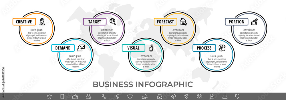 Vector minimal line infographics with circles. Hand-drawn business ...