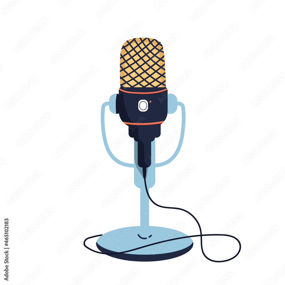Radio microphone. Radio day vector solid icons. Podcast. Vector flat ...