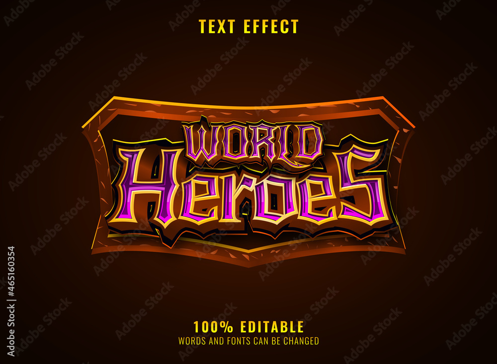 fantasy golden violet super heroes medieval rpg game logo text effect ...