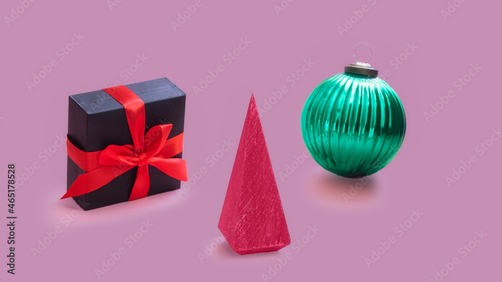 Christmas still life composition in Squid game style, circle ball ...