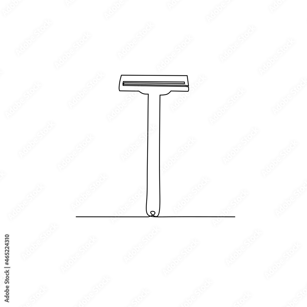 Continuous line drawing of shaving razor, shave beard, one line, single ...