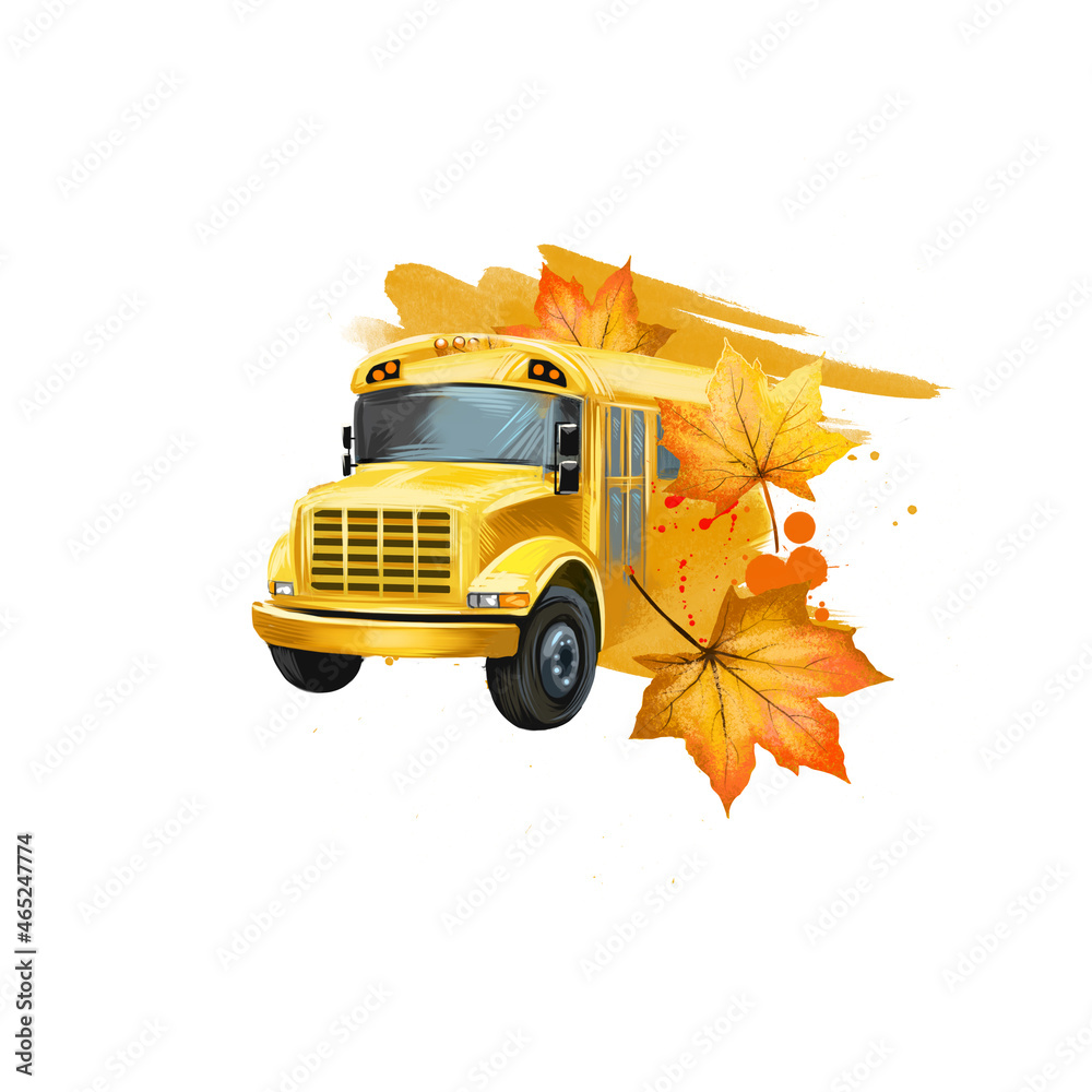 Back to school digital art illustration. Beginning of studying year ...