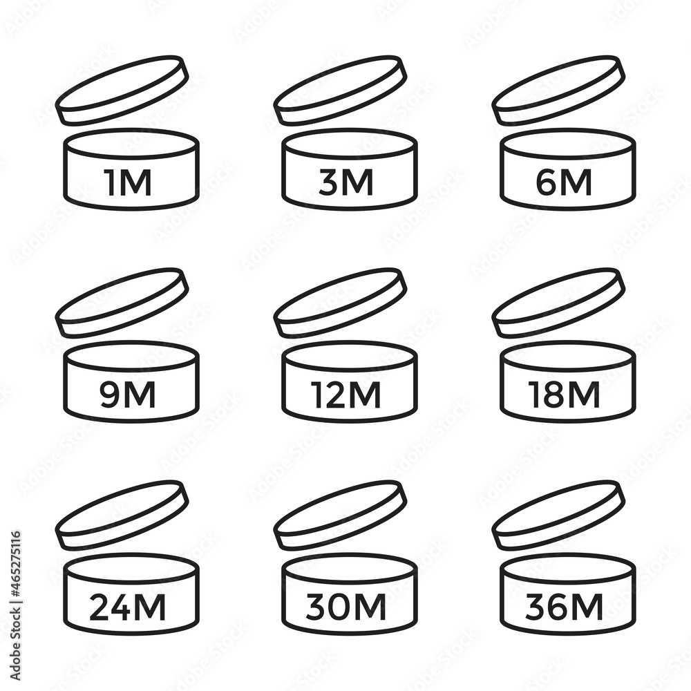 Vector de Stock 9 period after opening symbols. Expiration date signs ...