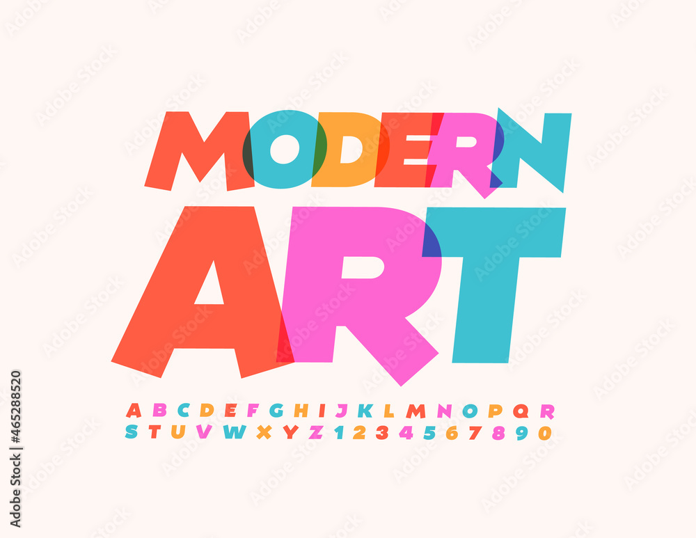 เวกเตอร์ Stock Vector bright poster Modern Art. Watercolor creative Font. Trendy set of Alphabet ...