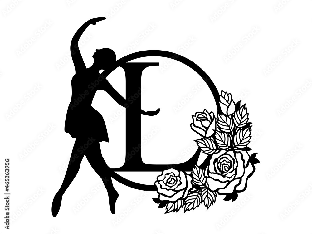 Ballet alphabet vector. Ballerina alphabets letter L in frame. Ballet ...