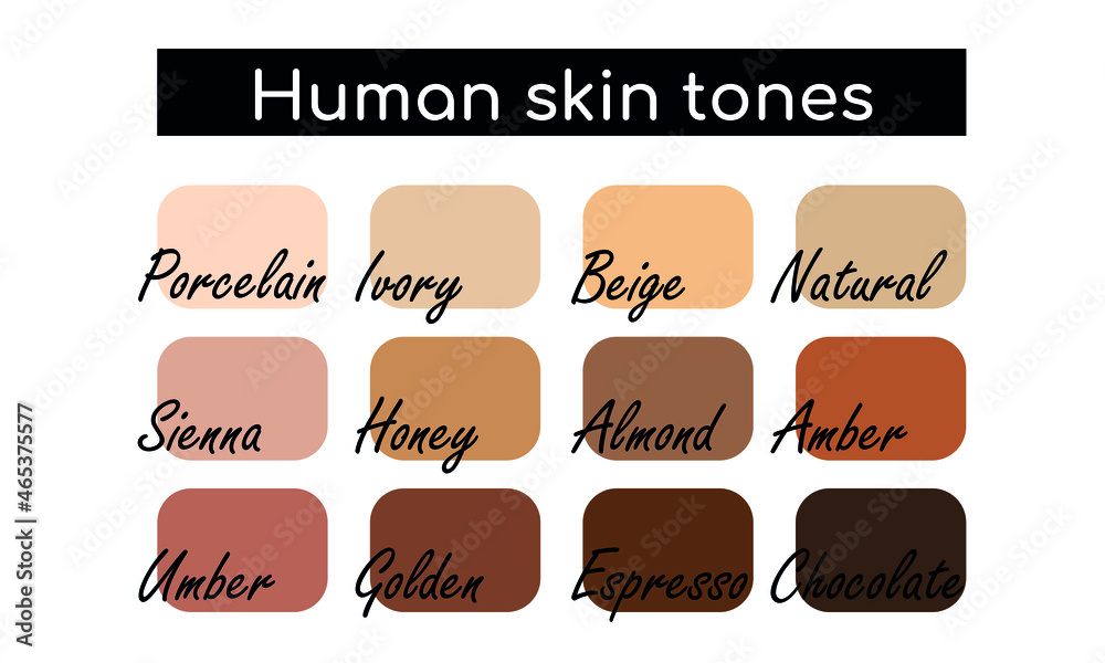 Human skin tones pallets. Informational poster. Vector illustration on ...