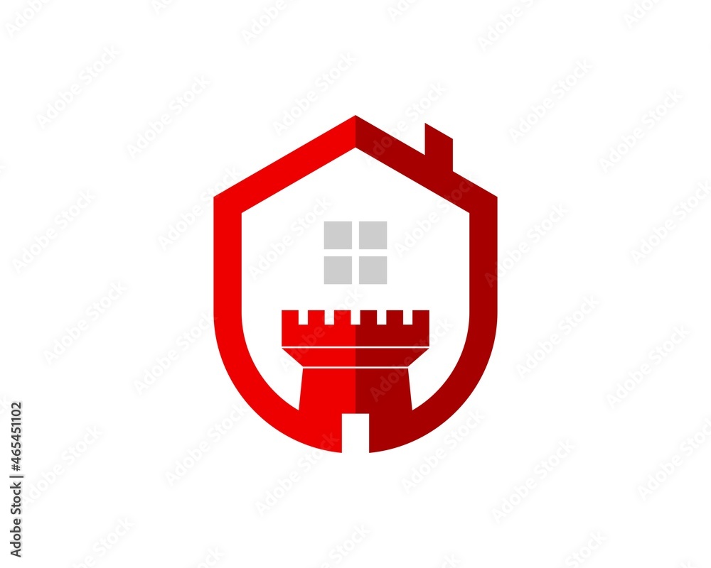 Simple house with ancient fortress inside Stock Vector | Adobe Stock
