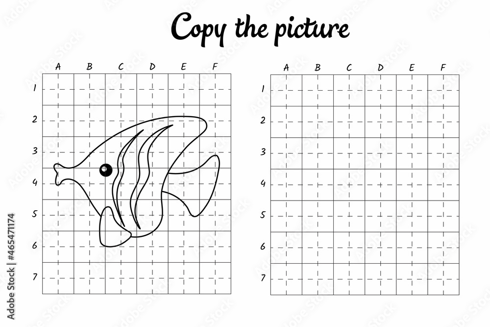 Copy the picture. Draw by grid. Coloring book pages for kids ...
