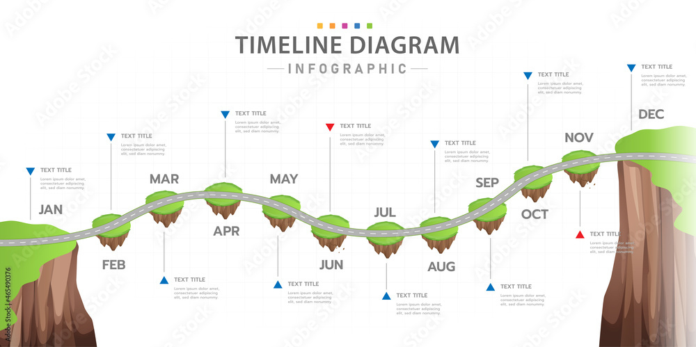 Infographic template for business. Modern Monthly Timeline diagram with ...