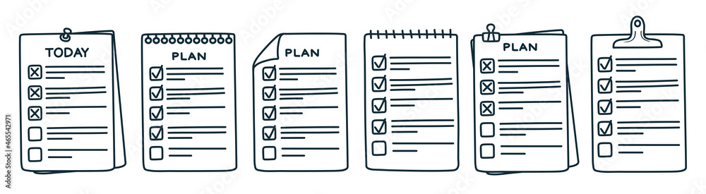 Checklist, plan, task list vector illustration in flat doodle cartoon ...