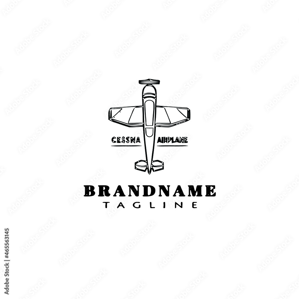 cessna plane logo cartoon icon cute template black isolated vector ...