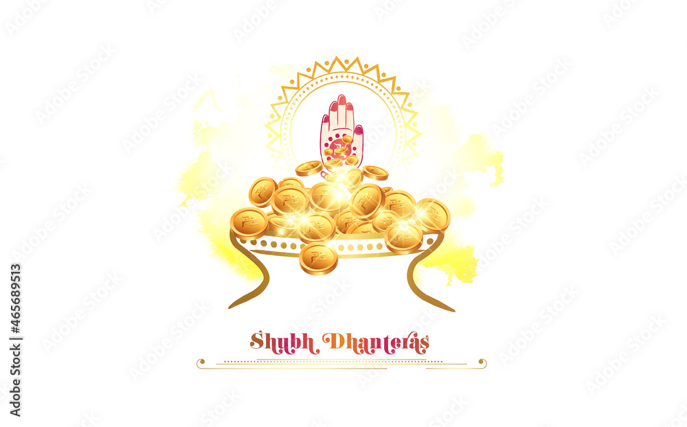 Indian Dhanteras diwali festival worship background with Goddess ...