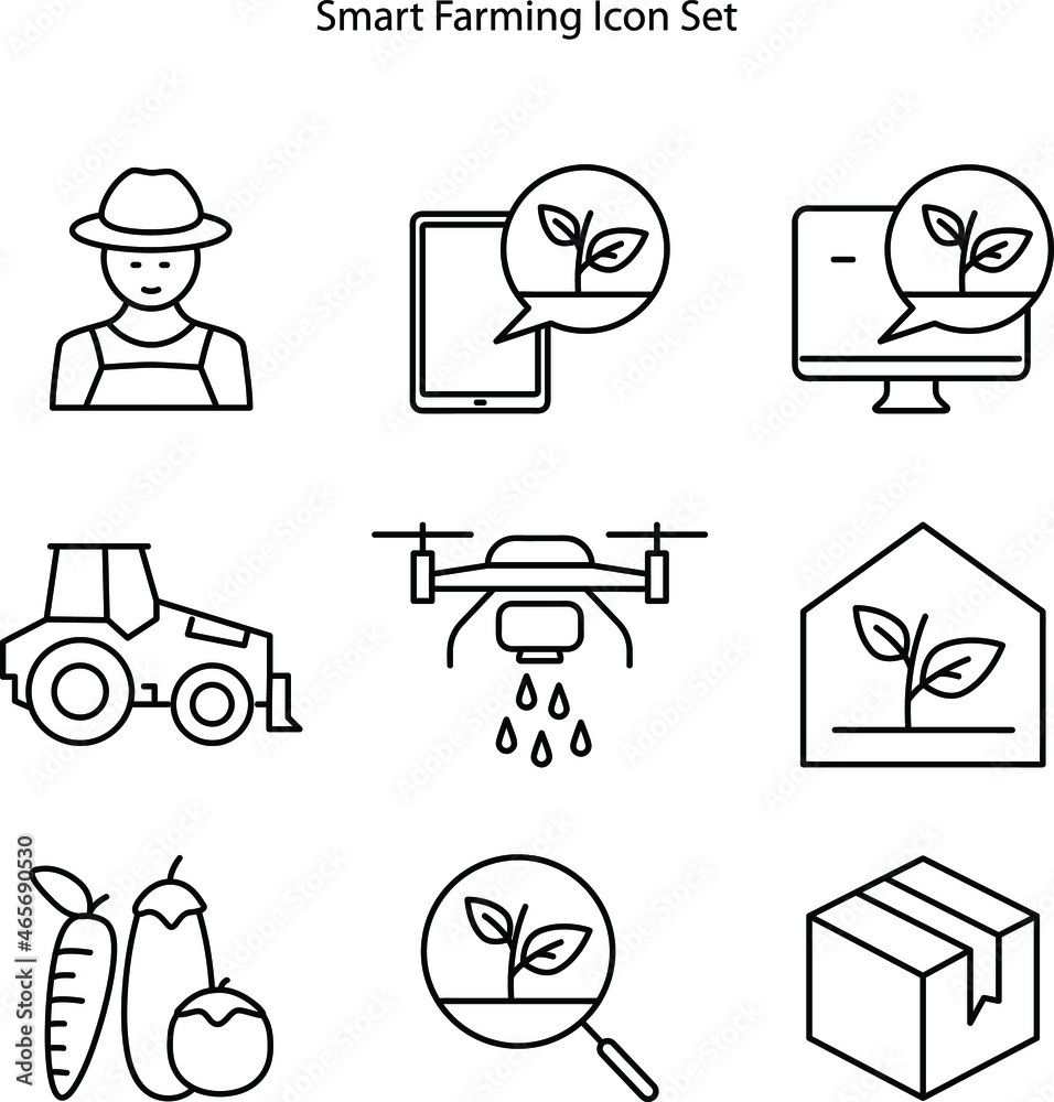 smart farming icon set isolated on white background. smart farming icon ...