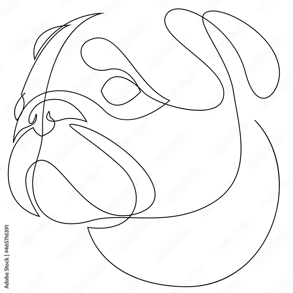 Pug vector Dog portrait. Continuous line. Dog single line drawing Stock ...