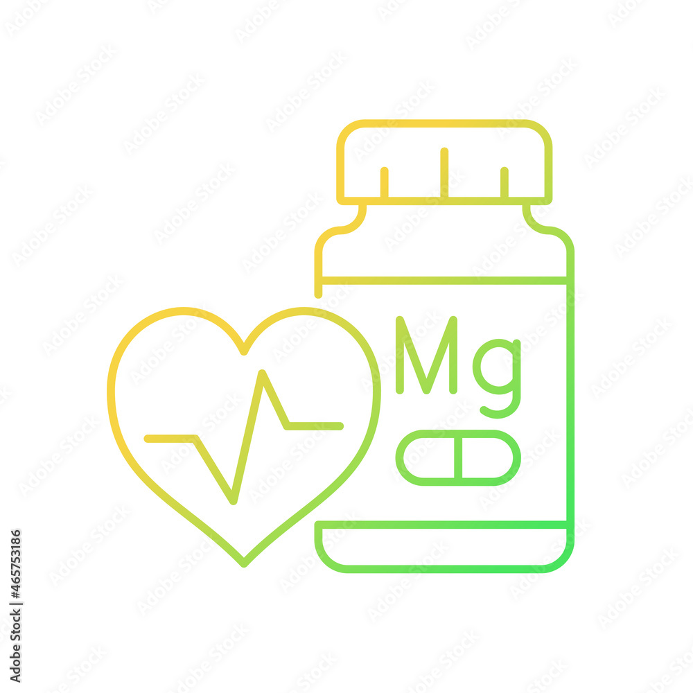 Magnesium supplements gradient linear vector icon. Medication to ...