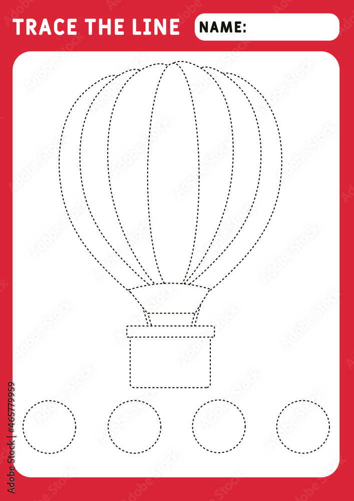 air balloon. Preschool worksheet for practicing fine motor skills ...