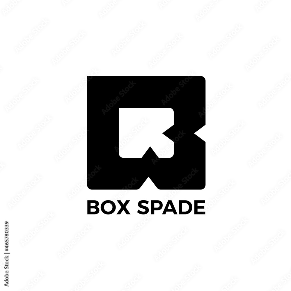 Simple spade logo identity with cube shape. Letter r spade logo wtih ...