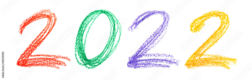 2022 - Cursive colorful numbers by crayon Stock Illustration | Adobe Stock