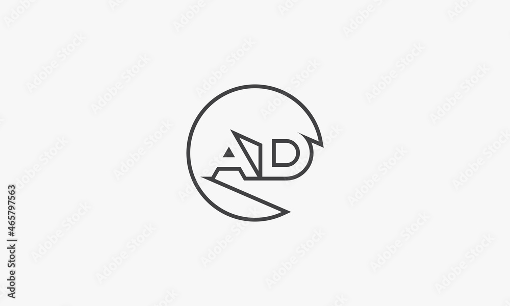 circle line letter AD logo concept isolated on white background. Stock ...