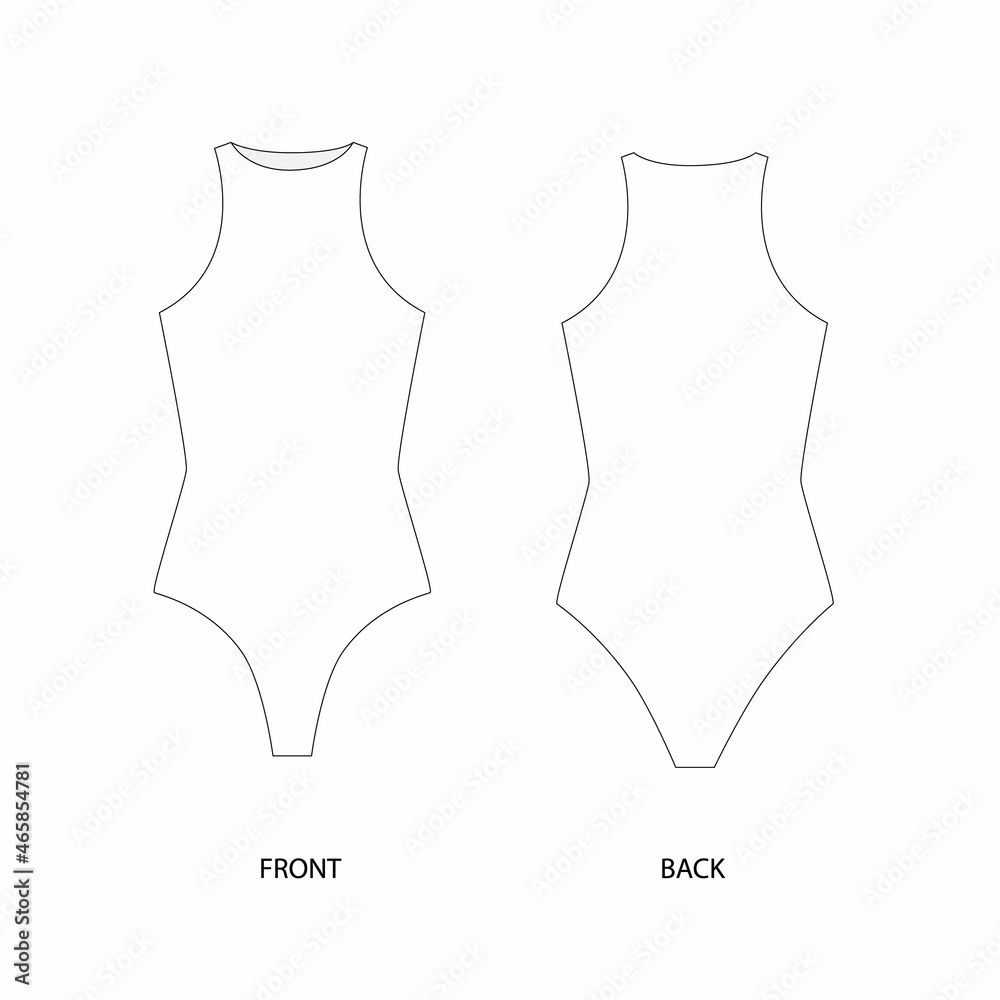 White swimsuit template design. Halter Neck Swimsuit vector sketch ...