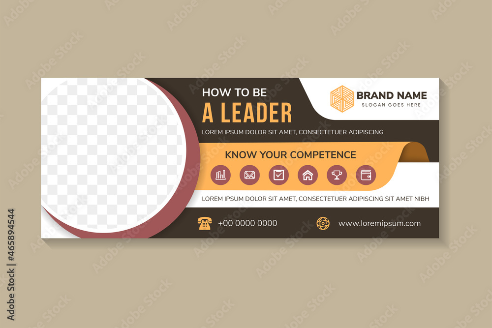 how to be a leader banner design. circle space for photo. horizontal ...