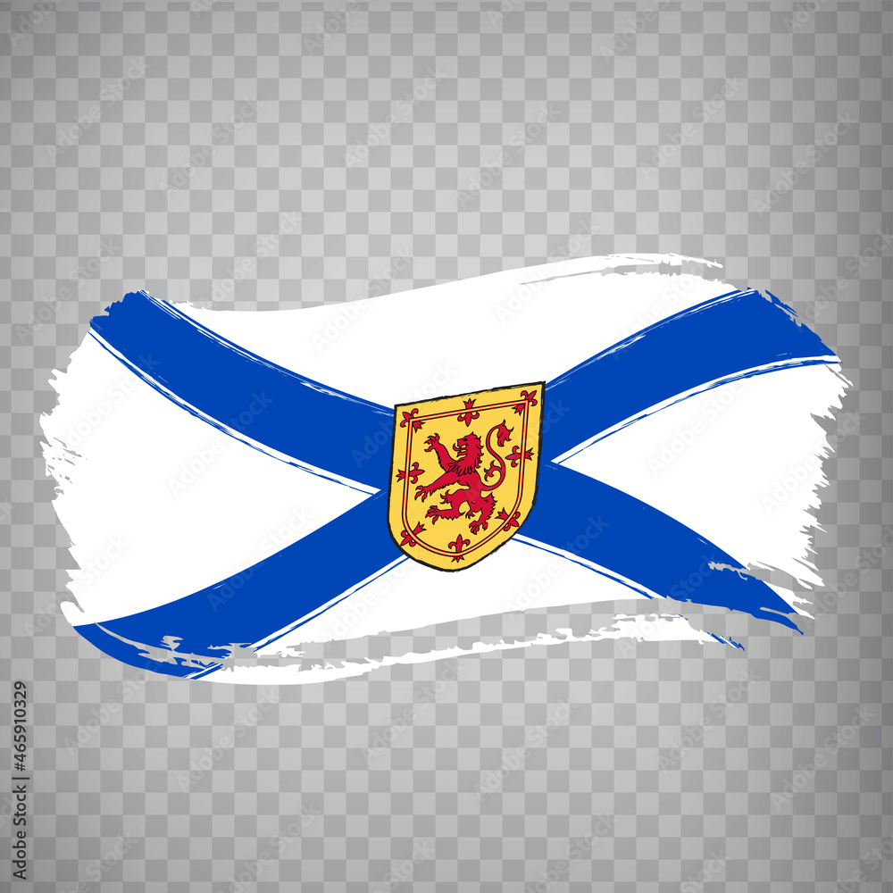 Flag of Nova Scotia brush strokes. Waving Flag Nova Scotia Province of Canada on transparent ...