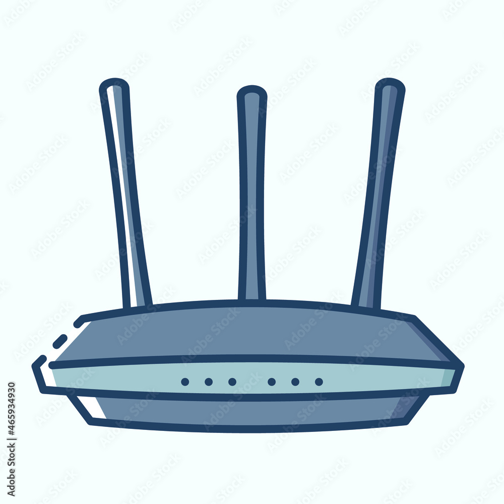 Wi-fi router with antennas colored icon. Collection of electronic ...