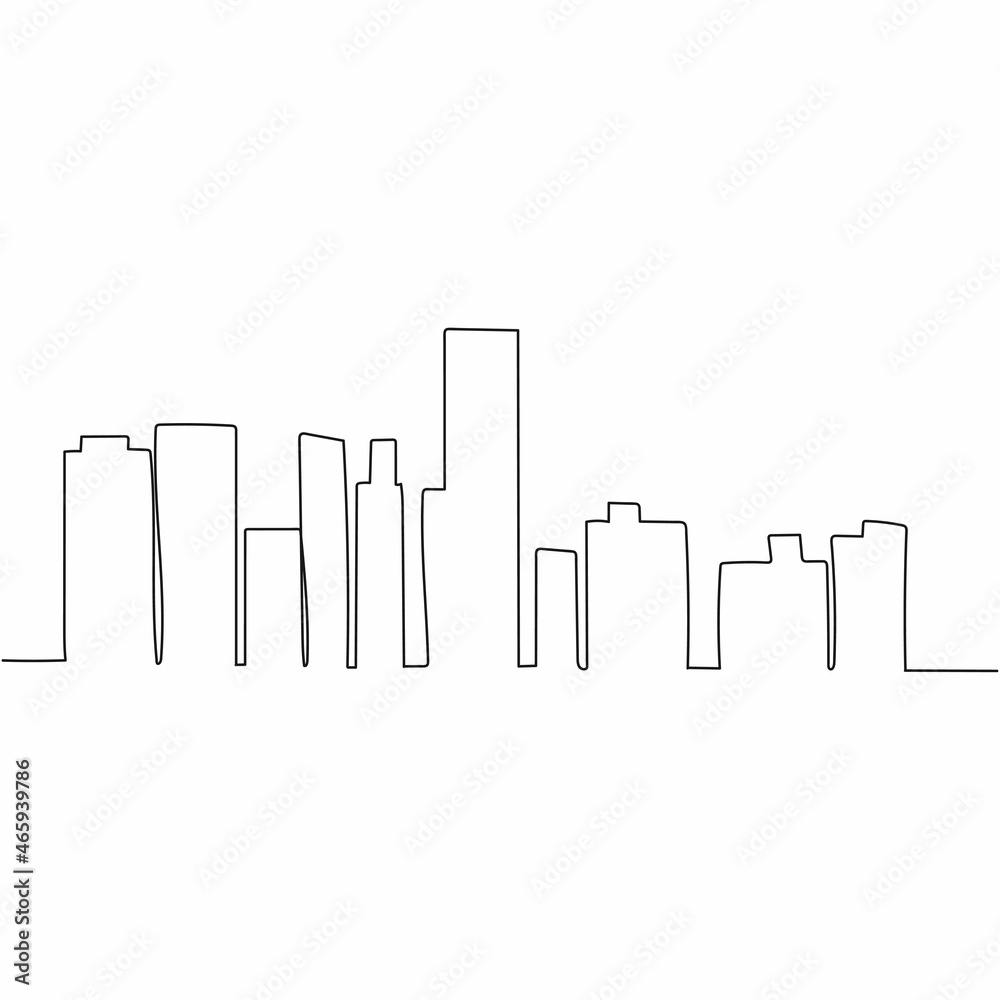 Vector continuous one single line drawing icon of city towers in ...