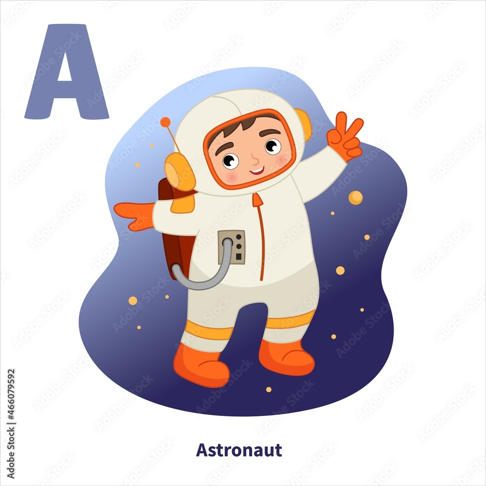 English alphabet with cartoon cute children illustrations. Kids ...