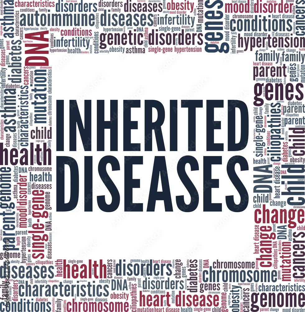 Inherited Diseases vector illustration word cloud isolated on white ...