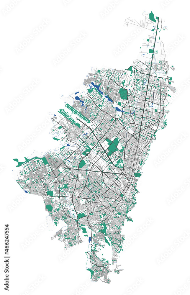 Vector de Stock Bogota vector map. Detailed map of Bogota city ...