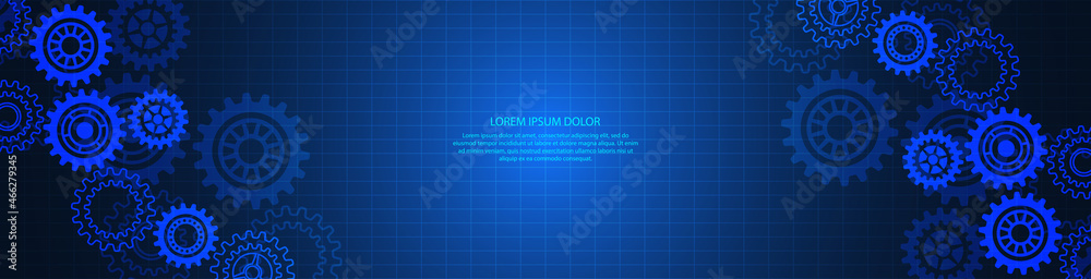 Website header or banner design with cogs and gear wheel mechanisms ...