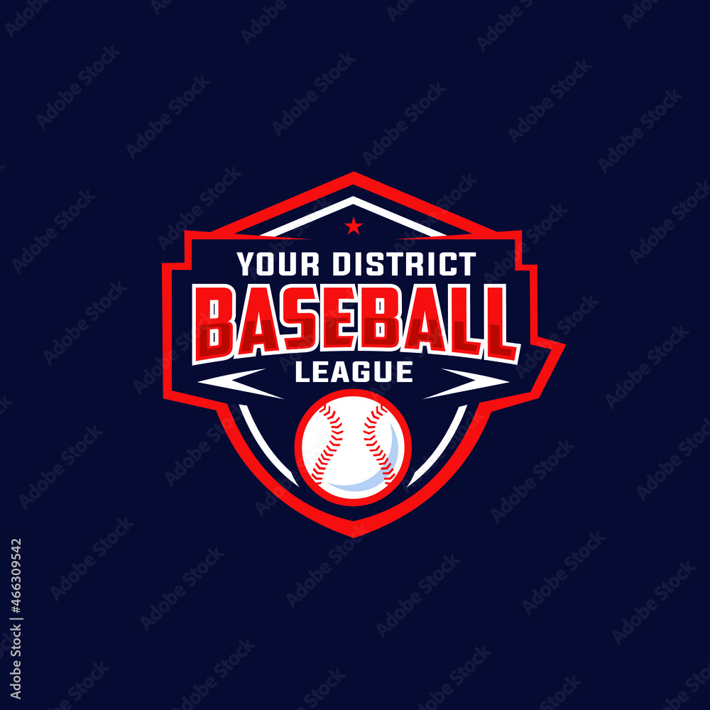 Baseball league emblem shield ready made logo template isolated Stock ...