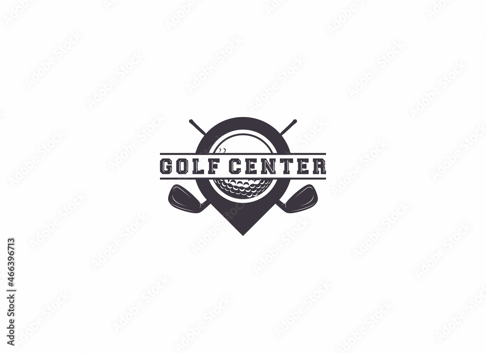 logo for a golf sports center with pins and golf balls marking the best ...