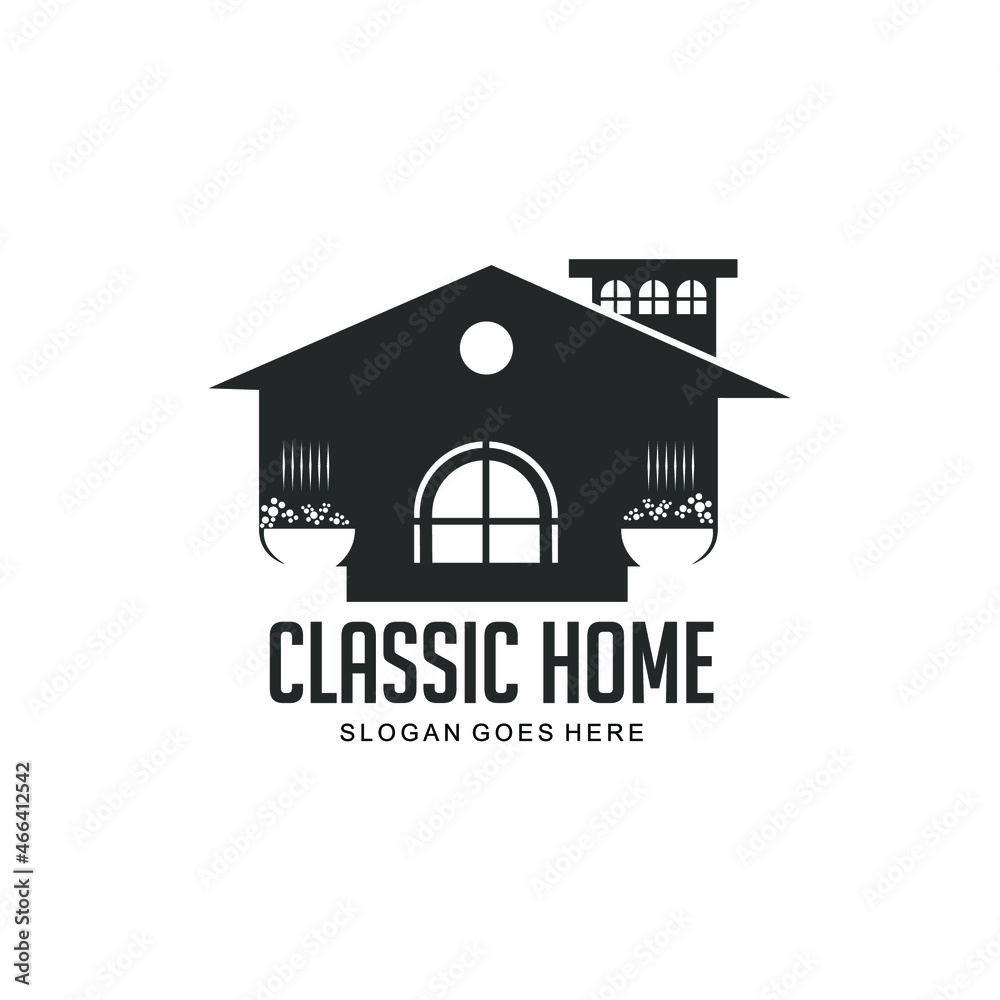 classic house logo. classic luxury house vector illustration.unique and ...