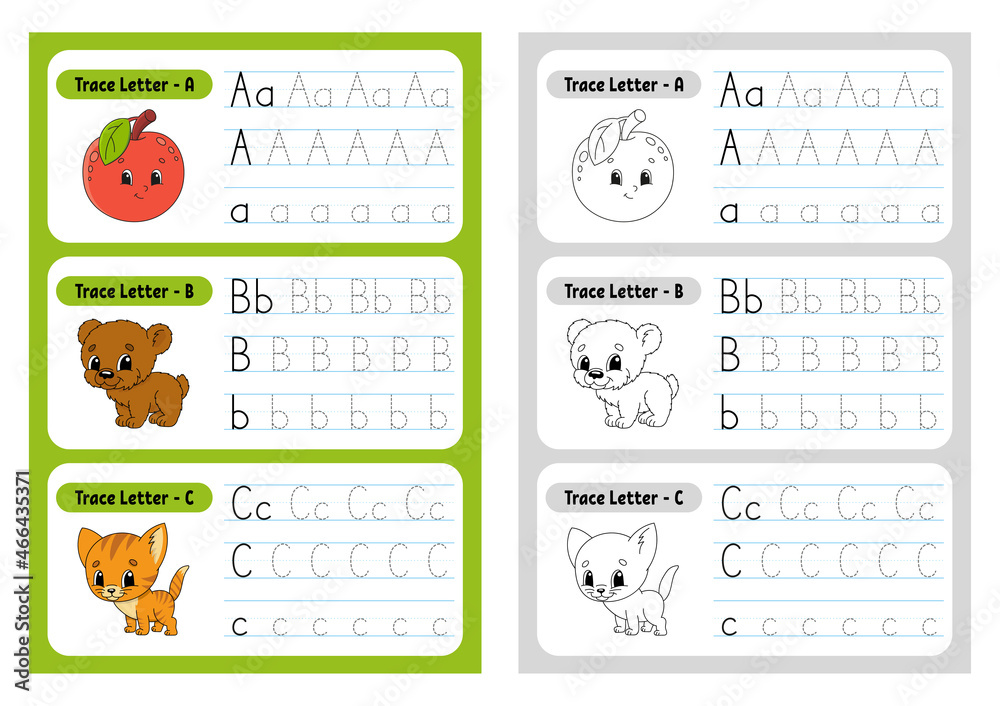 Writing letters. Tracing page. Practice sheet. Worksheet for kids ...