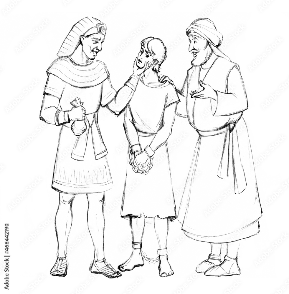 Joseph is sold as a slave in Egypt Stock Illustration | Adobe Stock