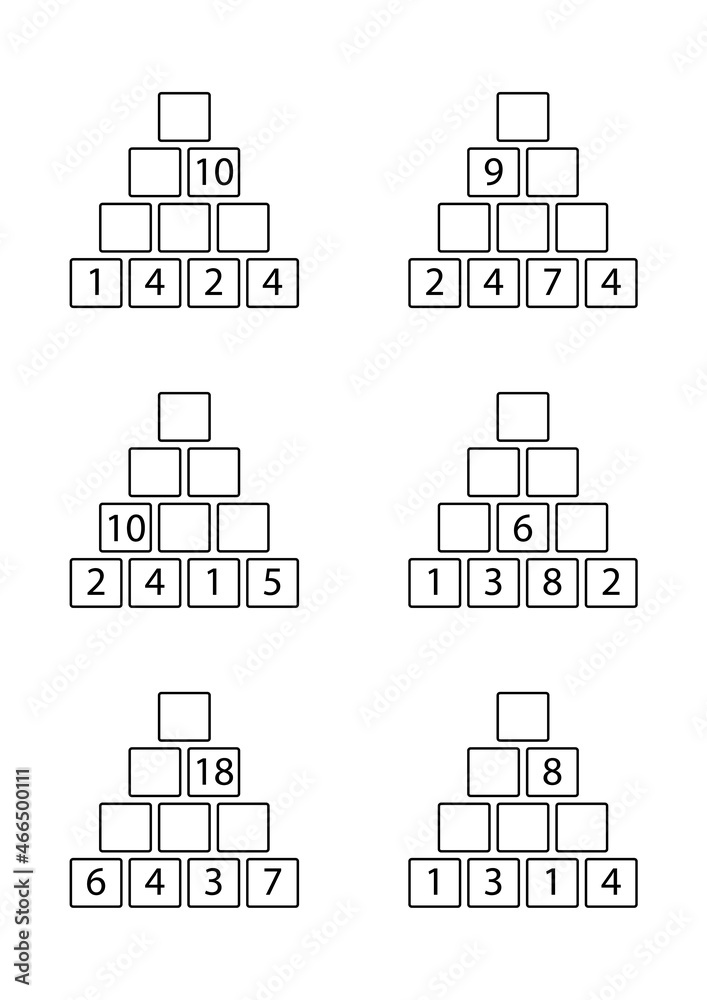 Maths pyramid template worksheet. Clipart image Stock Vector | Adobe Stock