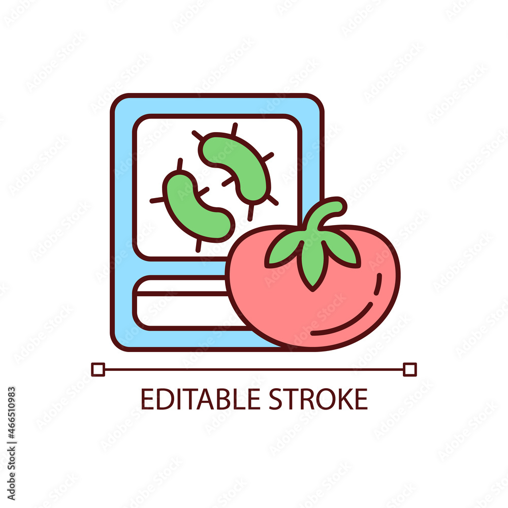 PCR food testing RGB color icon. Human pathogen detection. Polymerase ...