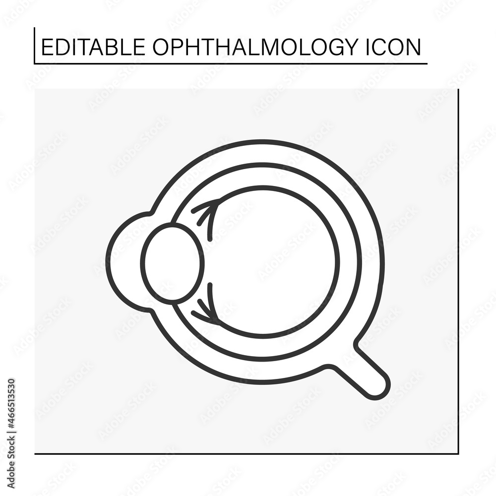 Eyeball line icon. Glomerular capsule of the eye. Around part of the ...