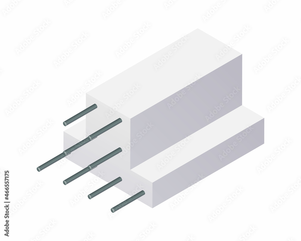 Vetor Isometric vector illustration tied rebar cage isolated on white ...