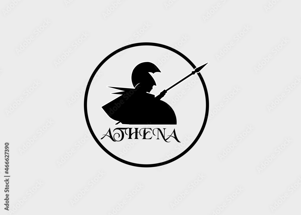 Silhouette of Athena Minerva with Shield and Spear, The Beauty Greek ...