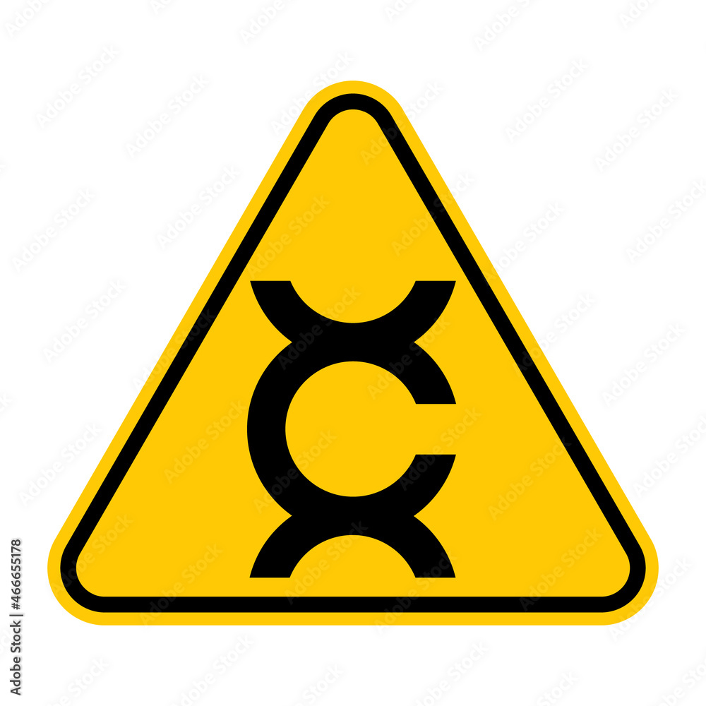 Carcinogen hazard sign. Vector illustration of yellow triangle warning ...